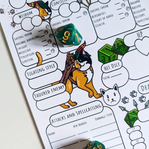 Dnd Ranger Character Sheet With a Feline Twist! Kitty D and D, Editable ...