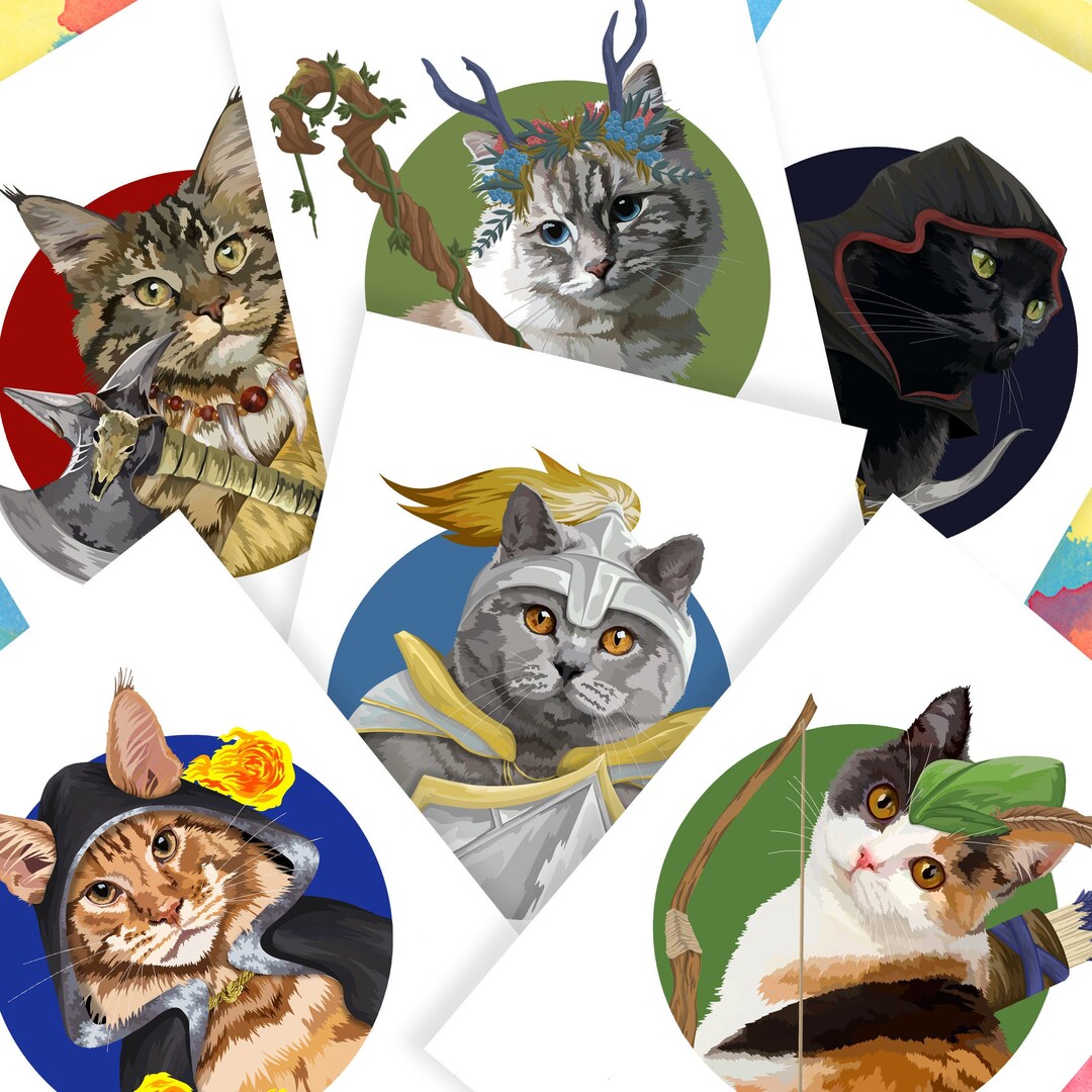 D&D Kitty Party! Dungeons and Dragons Class Inspired Artwork, Character ...