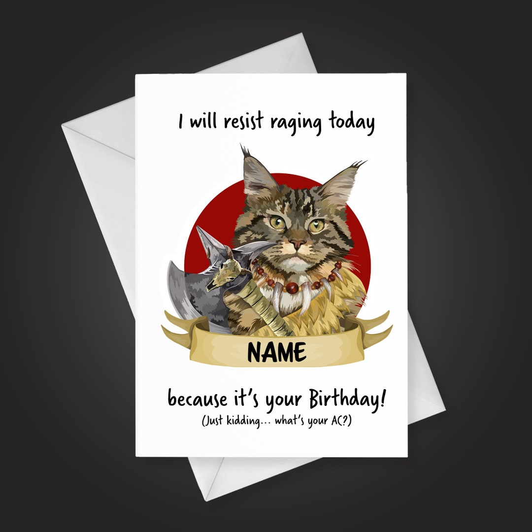 Dnd Barbarian Birthday Card, Personalised! D&D Class Cards With a ...
