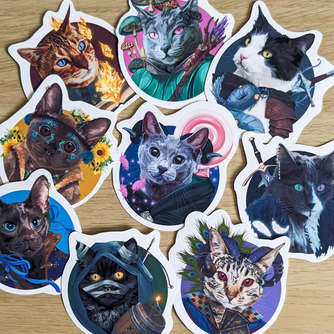 Meowty Nein Kitty Party! D&D Class Stickers With a Feline Twist ...