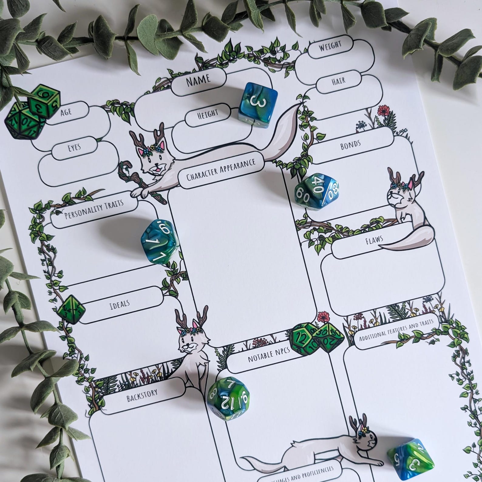 Dnd Druid Character Sheet With a Feline Twist! Kitty D and D, Editable ...