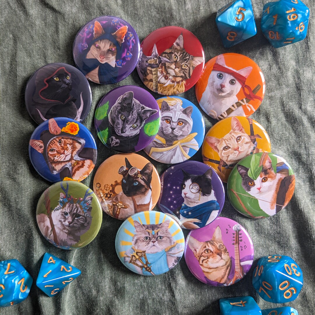 Dungeons and Dragons Kitty Party! D&D Class Badges With a Feline Twist ...