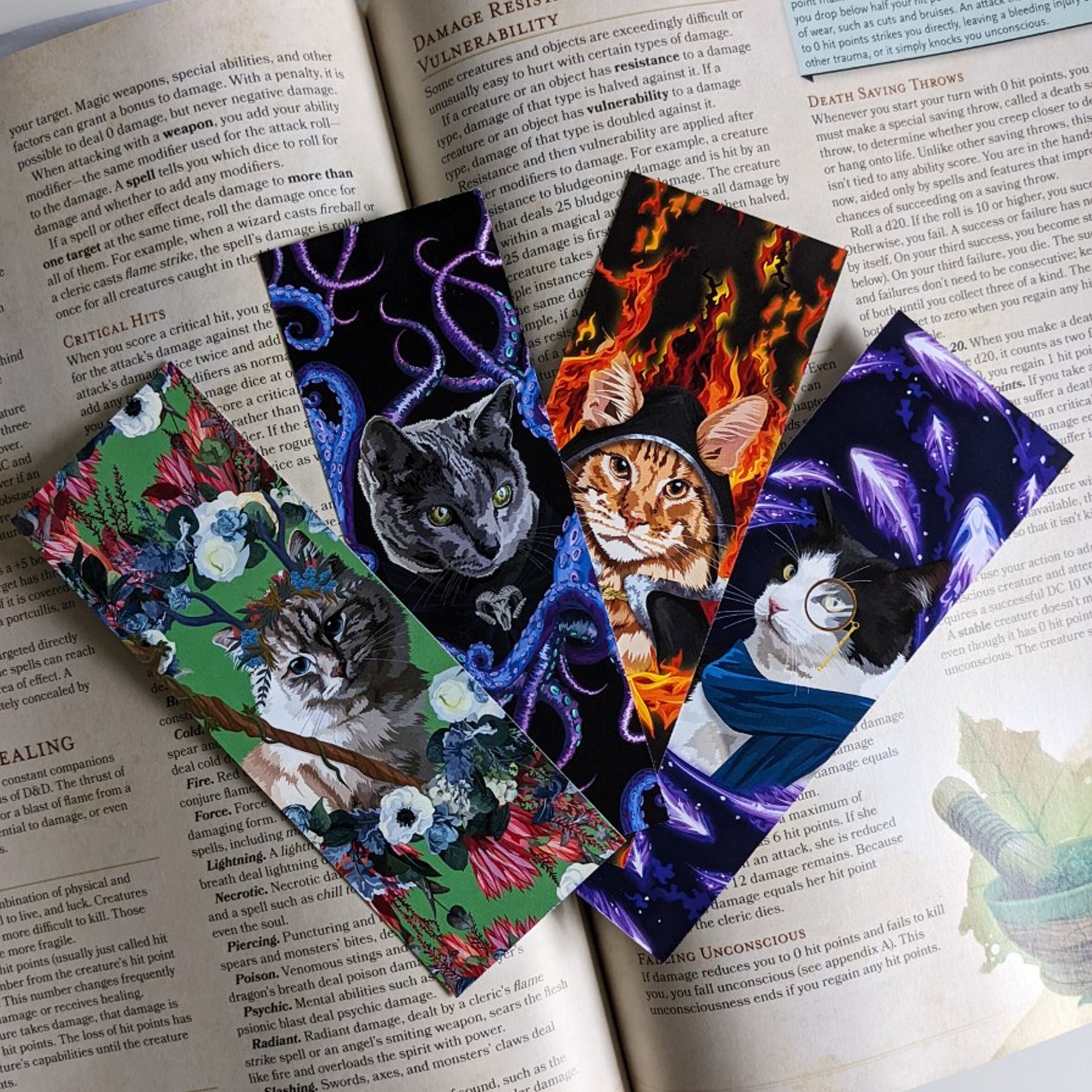 Spell Caster Bookmarks D&D Class Bookmarks With a Feline - Etsy