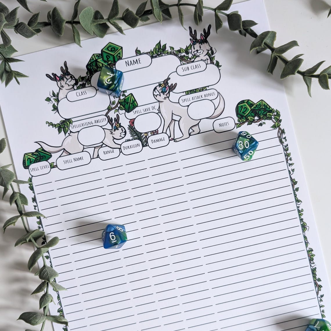 Dnd Druid Character Sheet With a Feline Twist! Kitty D and D, Editable ...