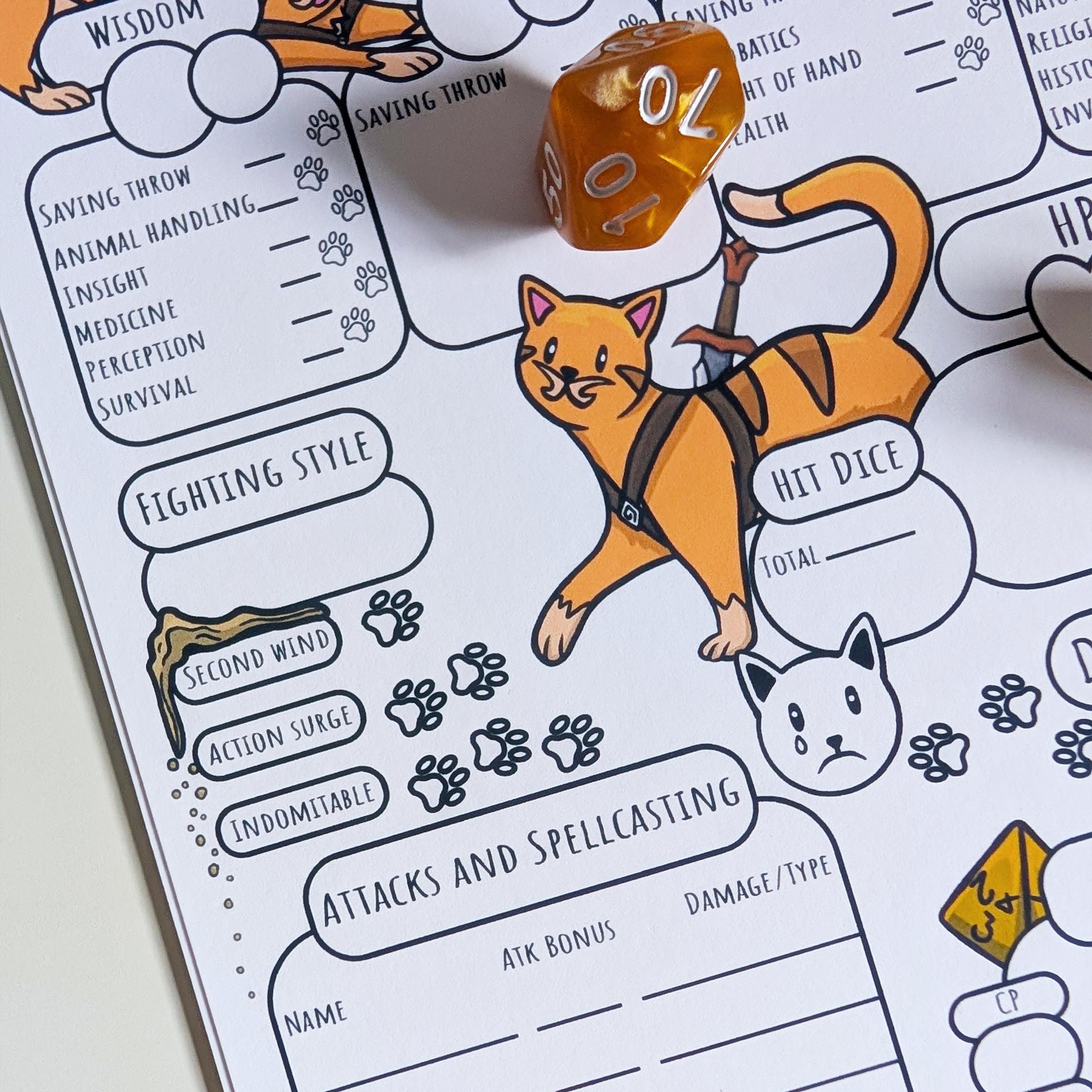 Dnd Fighter Character Sheet With a Feline Twist! Kitty D and D ...