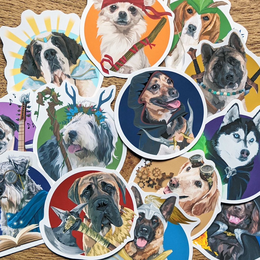 Dungeons and Dragons Puppy Party! D&D Class Stickers With a Canine ...