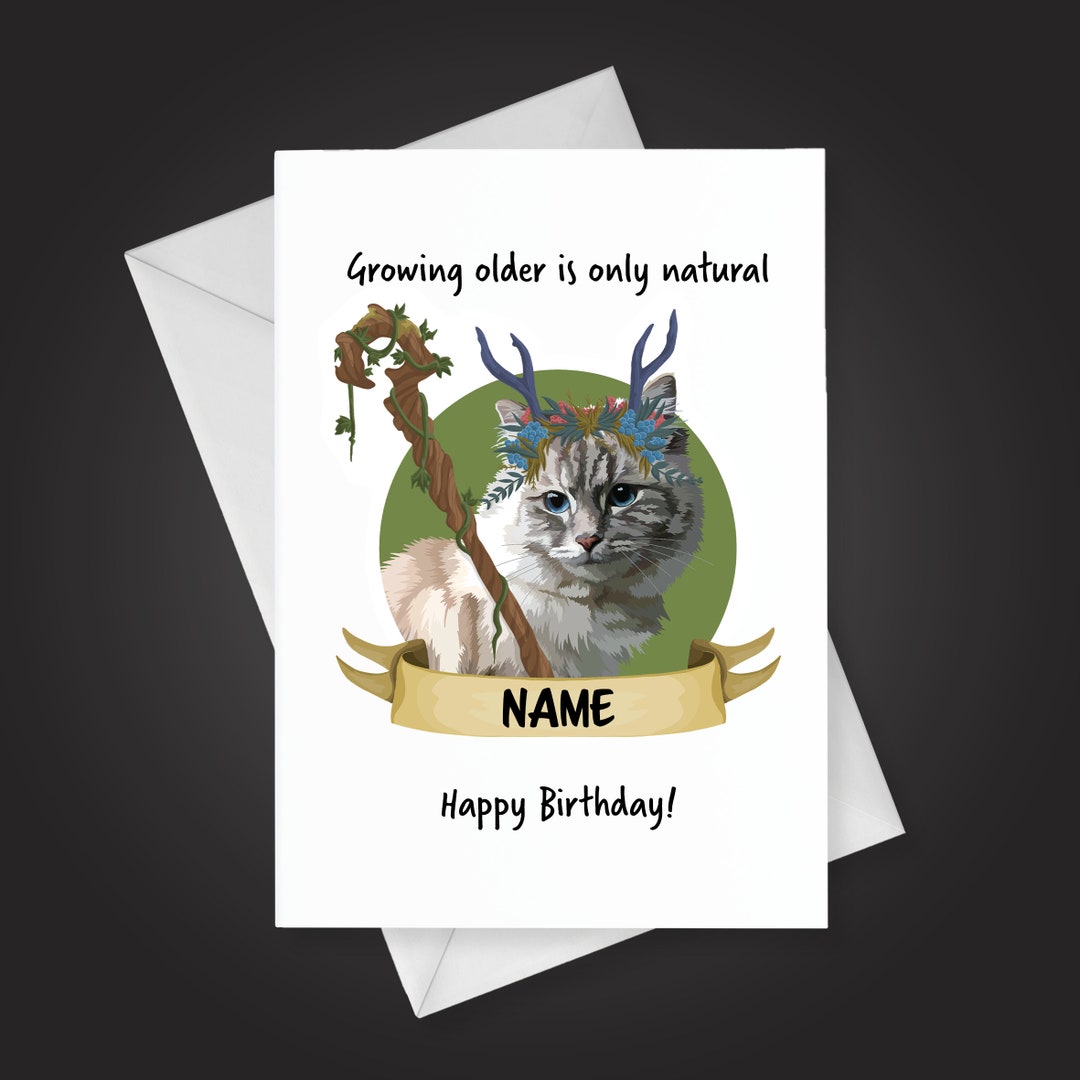 Dnd Druid Birthday Card, Personalised! D&D Class Cards With a Feline ...