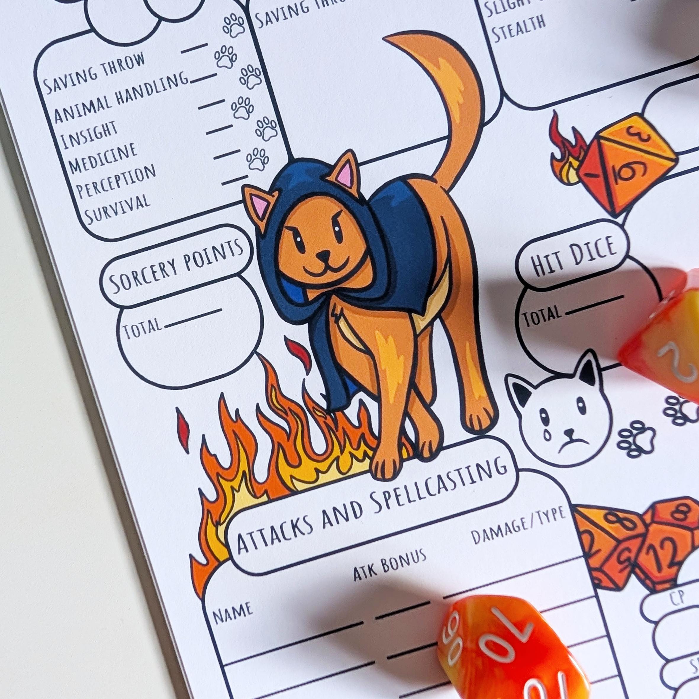 Dnd Sorcerer Character Sheet With a Feline Twist! Kitty D and D ...