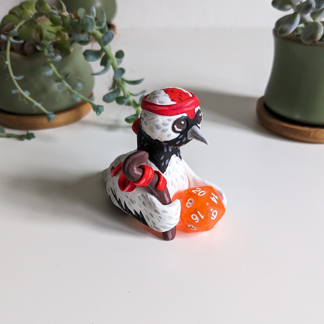Dnd Monk (red Crowned Crane) Sculpture, Dice Guardian, D20 Included! D ...