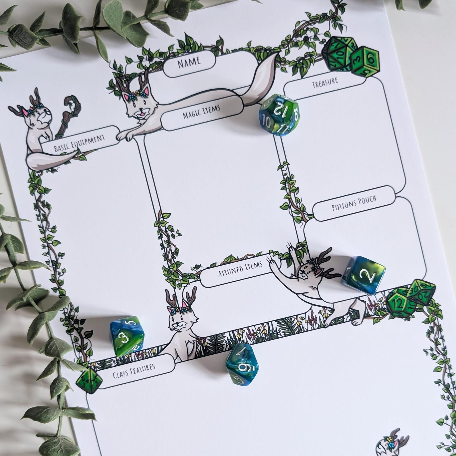 Dnd Druid Character Sheet With a Feline Twist! Kitty D and D, Editable ...