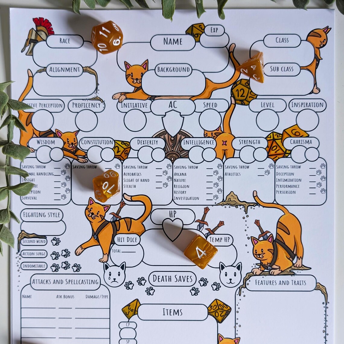 Dnd Fighter Character Sheet With a Feline Twist! Kitty D and D ...