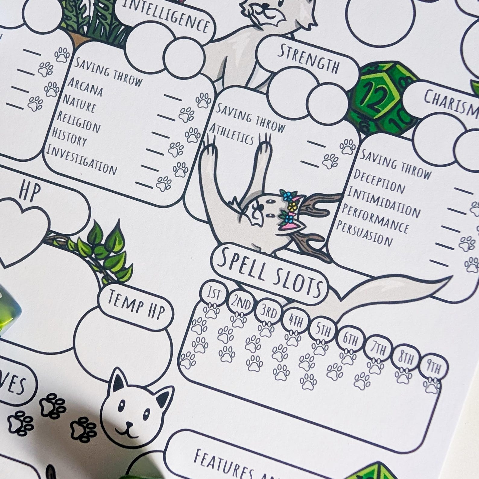 Dnd Druid Character Sheet With a Feline Twist! Kitty D and D, Editable ...