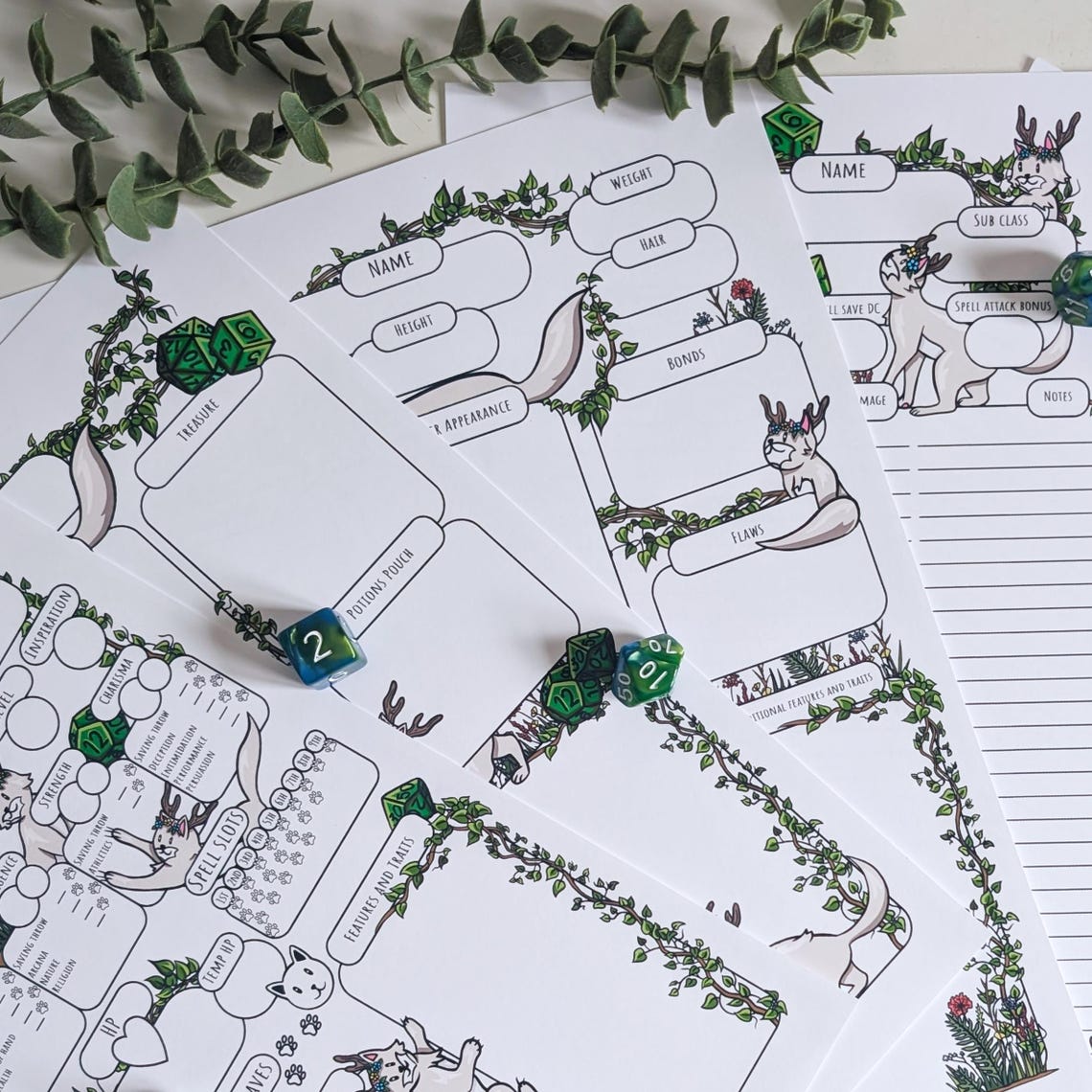 Dnd Druid Character Sheet With a Feline Twist! Kitty D and D, Editable ...