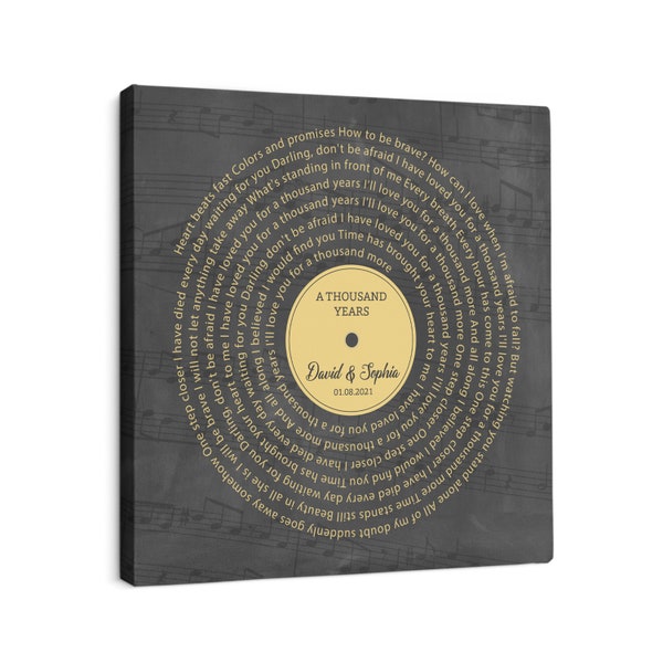 Personalized Vinyl Record Song With Lyrics Song Lyrics Print Wedding - Etsy