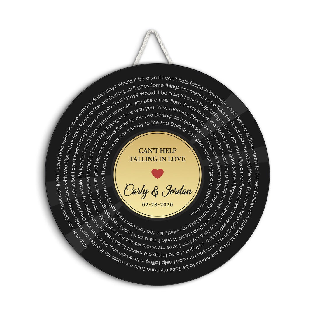 Custom Love Song Wall Sign – Can't Help Falling in Love – Unique Vinyl ...