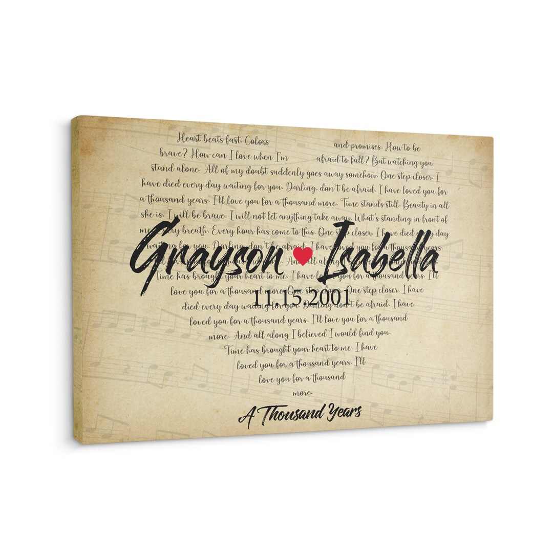 Personalized Wedding Gift for Bride – Custom Canvas With Lyrics and ...