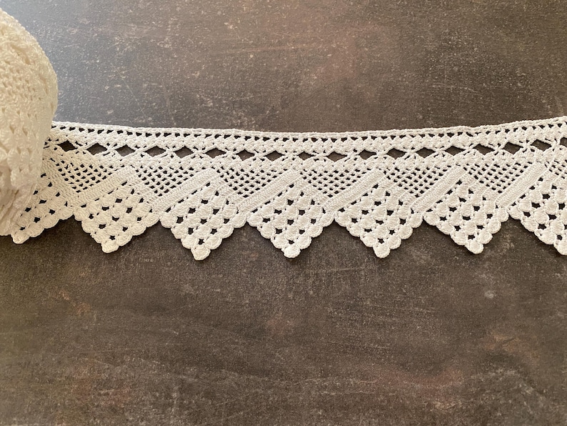 Handmade White Crocheted Lace Trim, 211.4x2.9 Inches - Etsy