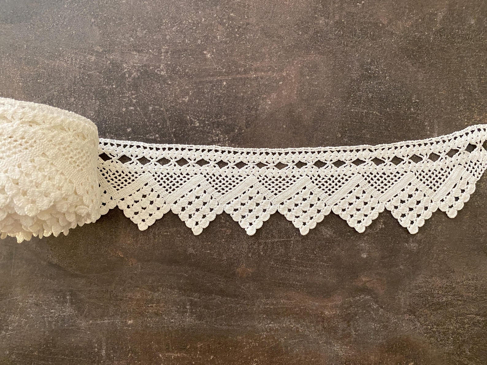 Handmade White Crocheted Lace Trim, 211.4x2.9 Inches - Etsy