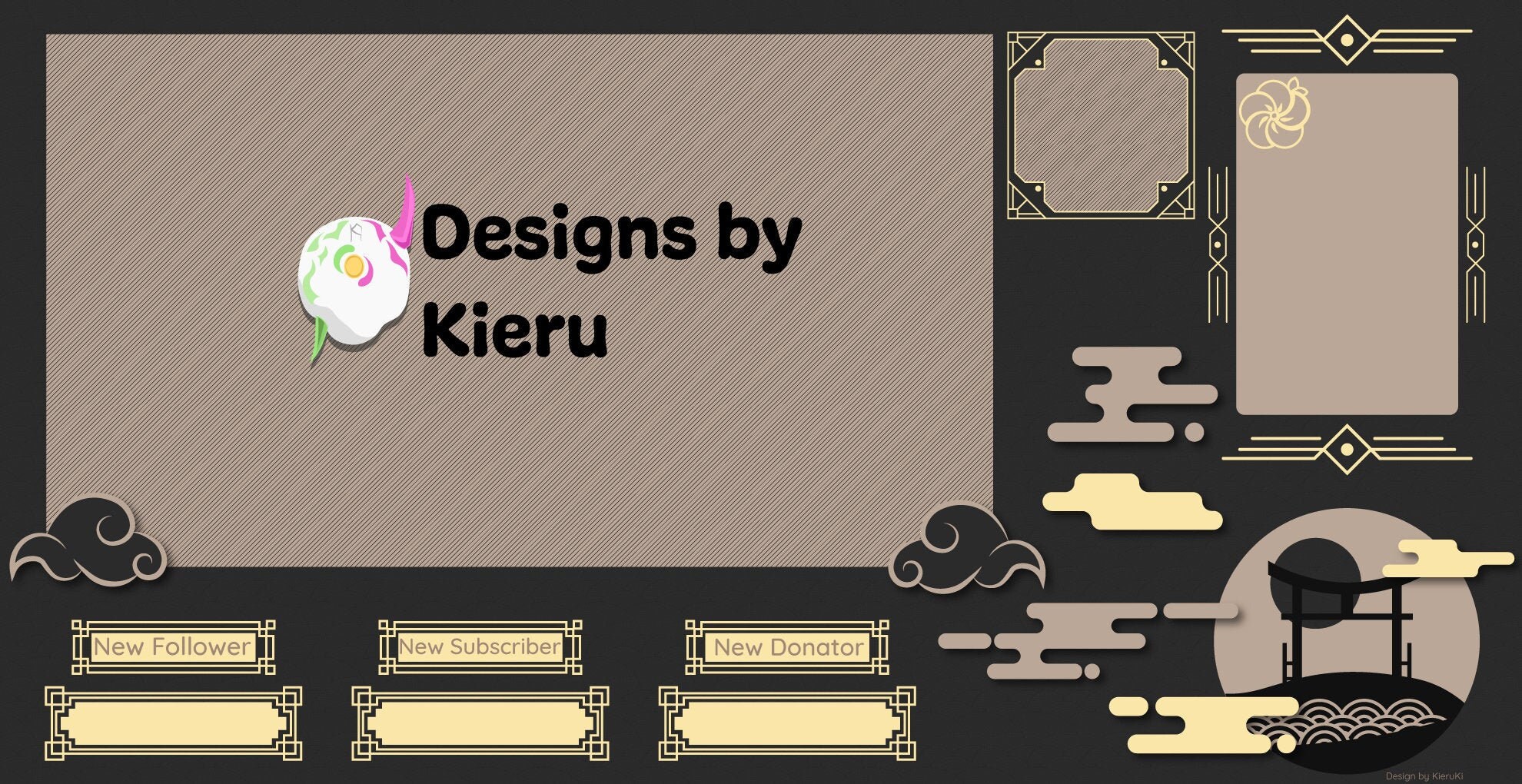 Twitch Overlay Japanese Style Overlay / Black waves / Stream | Etsy