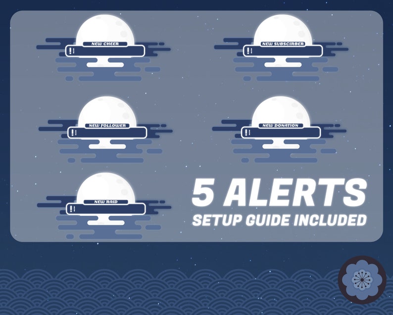 Blue Moonlight Streamer Overlay Pack / Vtuber Friendly / Alerts Pack ...
