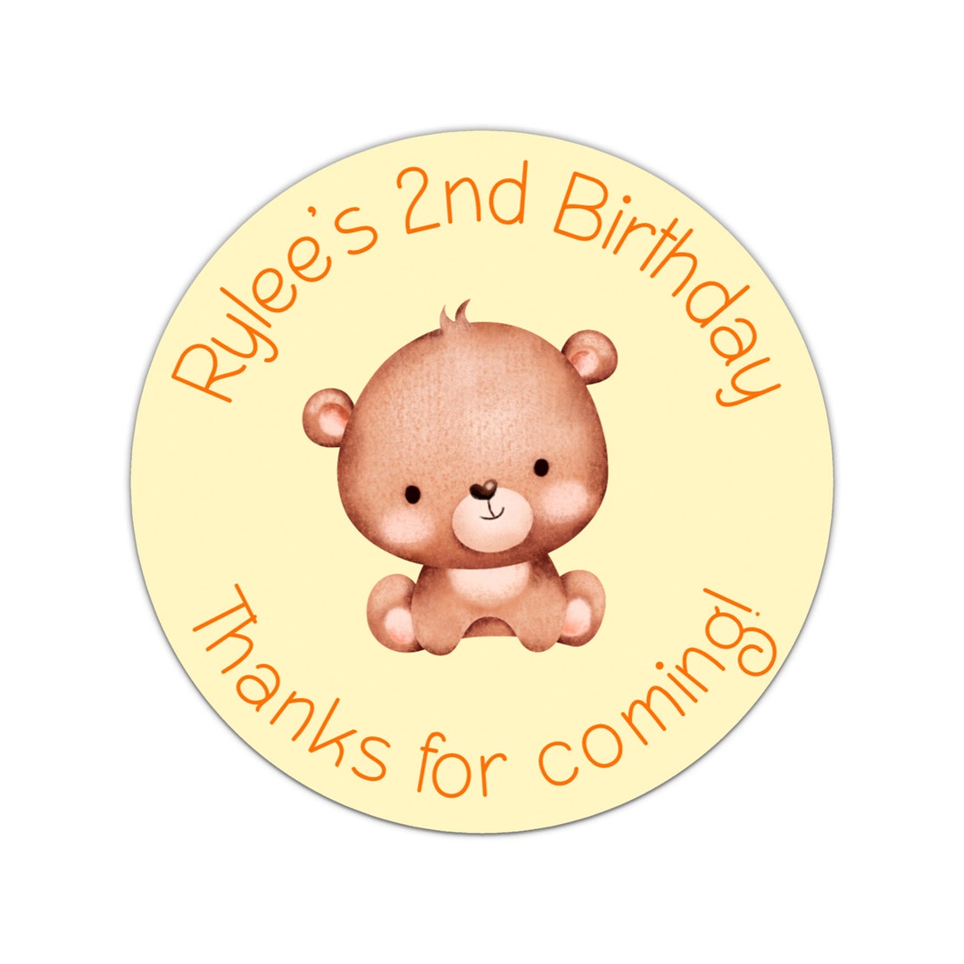 Animal Birthday Sticker, Kids Party Sticker, Woodland Party, Birthday ...