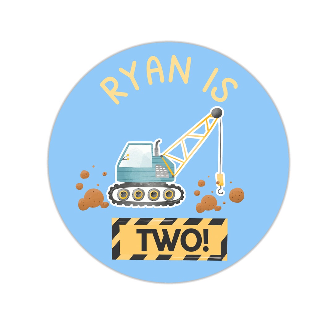 Construction Theme Party Sticker, Boys Birthday Sticker, Party Sticker ...