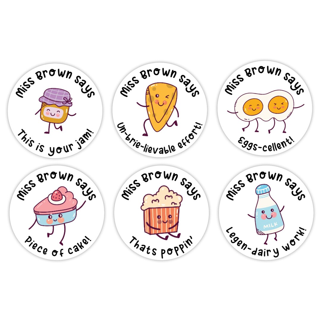 Personalised Teacher Stickers, Food Theme Sticker, Personalised Teacher ...