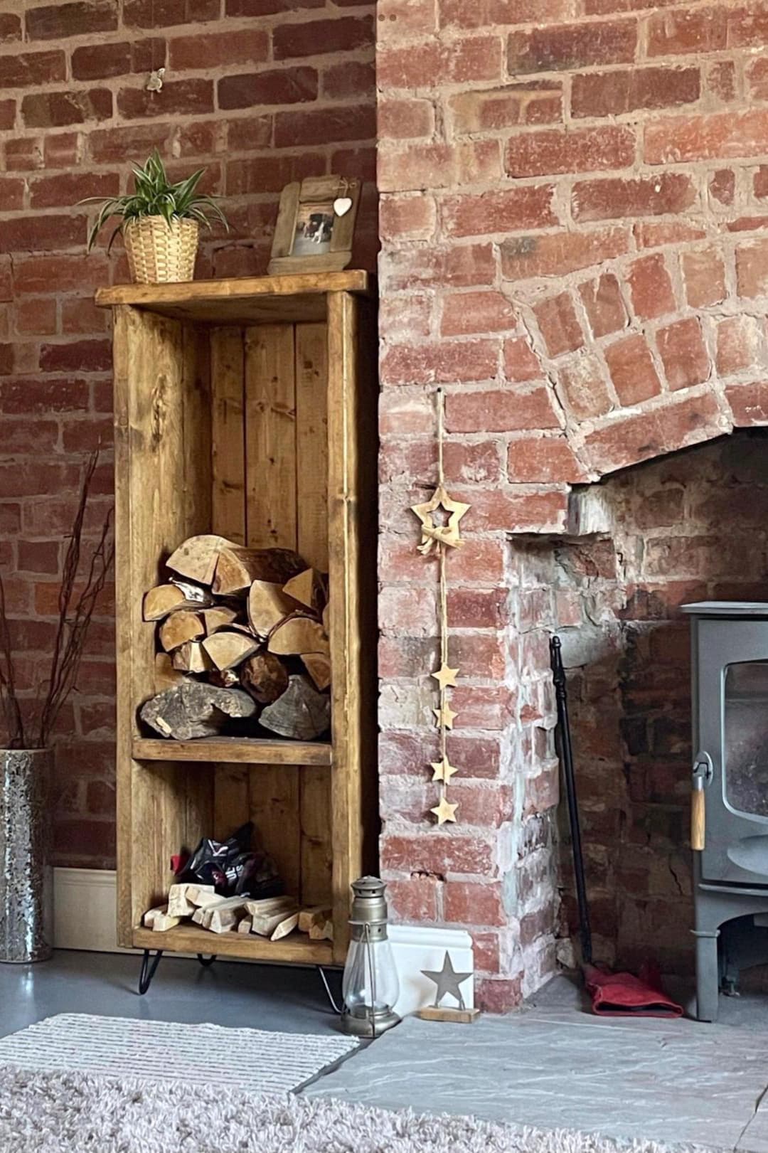Indoor Log Store With Hairpin Legs Log Storage Kindling Storage Rustic ...