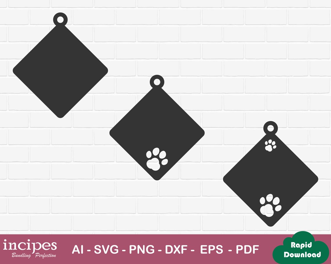 Dog Tag Svg Dog Tag Template Dog Tag With Paw Printdog Tag | Etsy