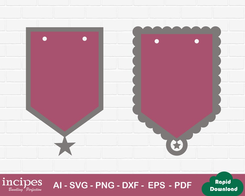 Layered Spearhead Bunting Banner SVG Template, Pennant Cut File ...