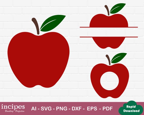 Apple Svg Split Apple Svg Apple Cut File Apple Monogram | Etsy