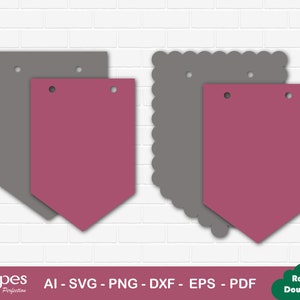Layered Spearhead Bunting Banner SVG Template, Pennant Cut File ...