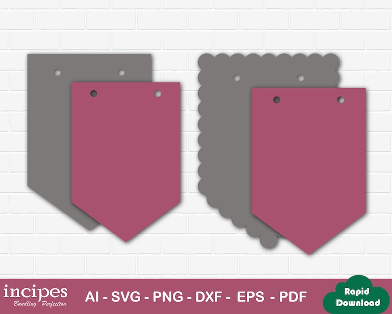 Layered Spearhead Bunting Banner SVG Template, Pennant Cut File ...