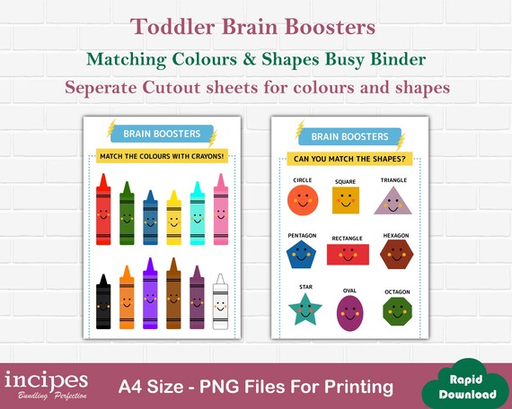 Color Matching Game Shapes Worksheet Busy Book Printable | Etsy