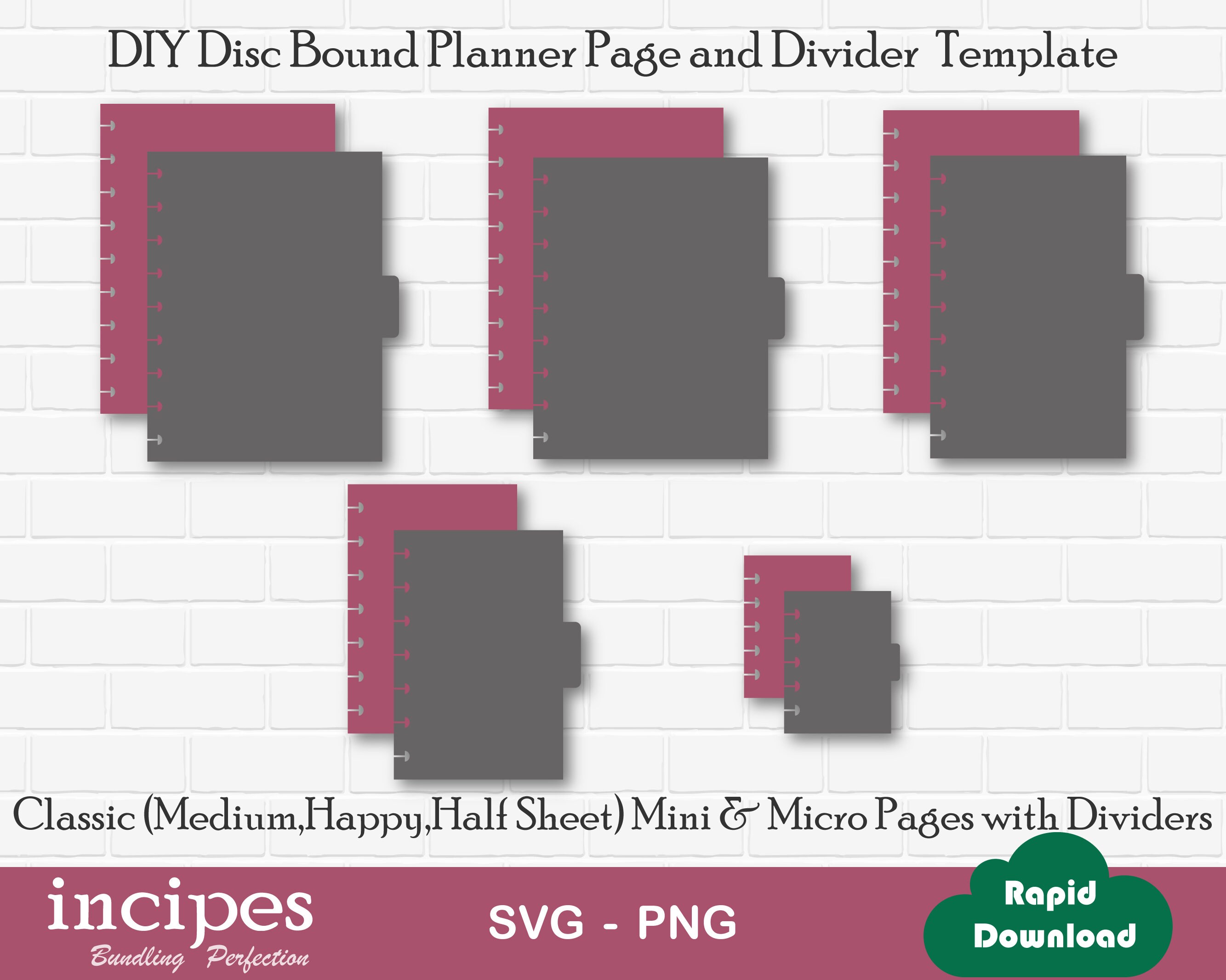 Drawing & Illustration Art & Collectibles DIY Disc Bound Planner Page ...