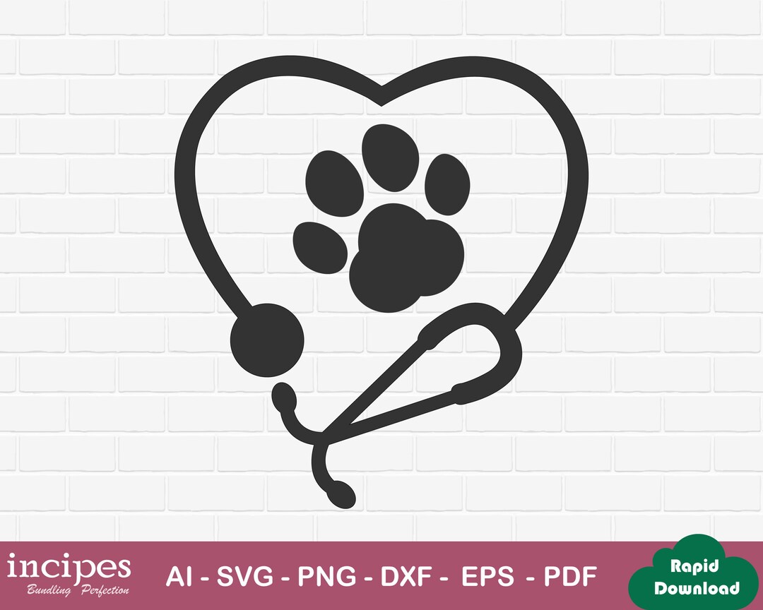 Vet Tech Paw Print Stethoscope SVG, Vector Art (digital Download) - Etsy