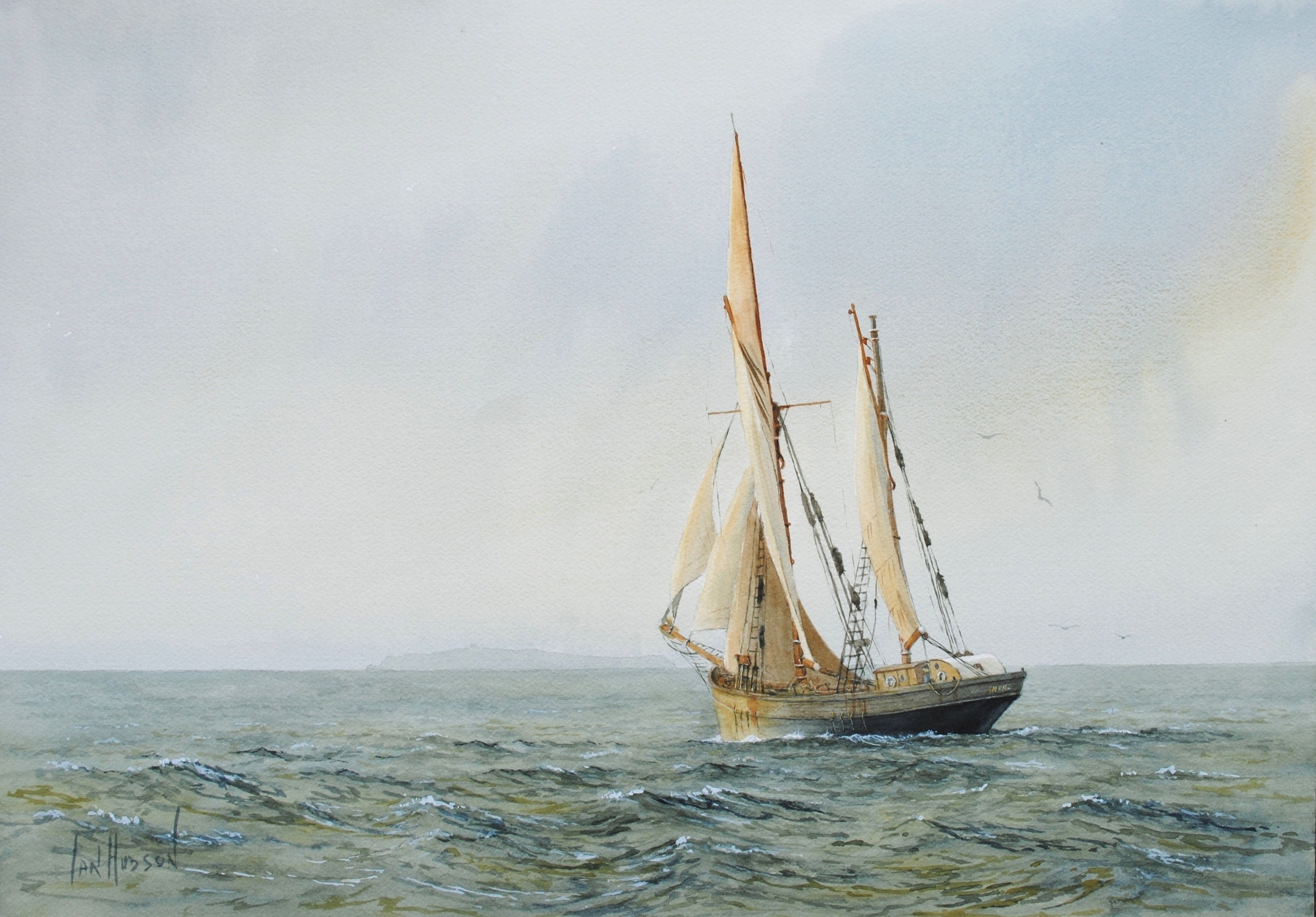 The Ketch Irene Approaching Lundy 4 North Devon Watercolour Print - Etsy UK