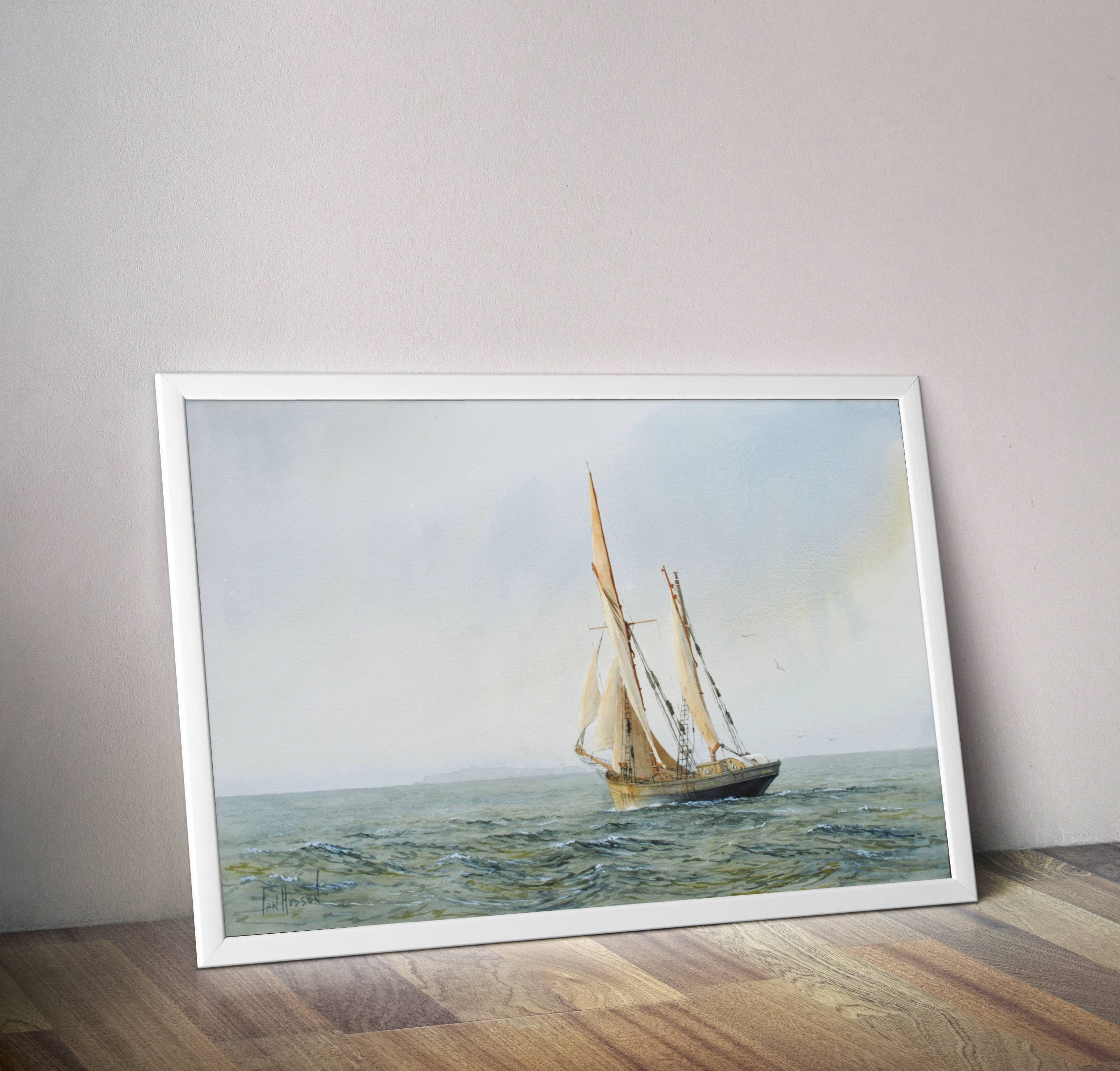 The Ketch Irene Approaching Lundy 4 North Devon Watercolour Print - Etsy UK