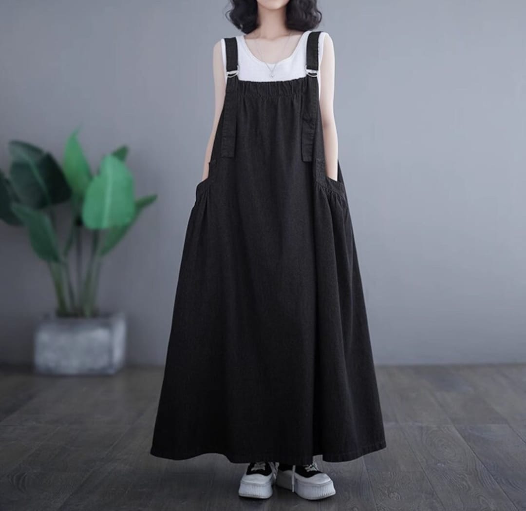 Plus Size Denim Dress, Summer Strap Dress, Vintage Oversized Dress ...