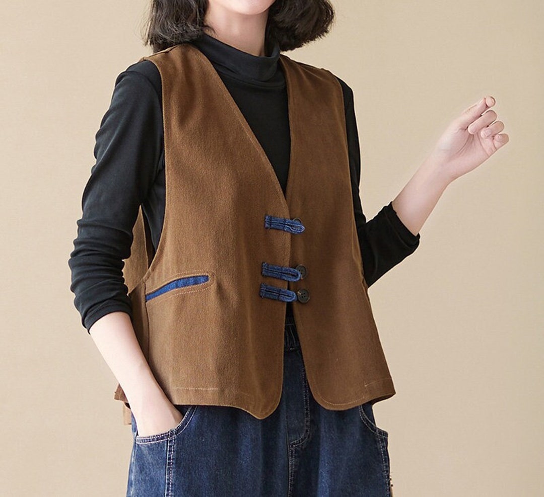 Cotton Soft Vest, Autumn Cotton Vest, Women V-neck Soild Vest, Design ...