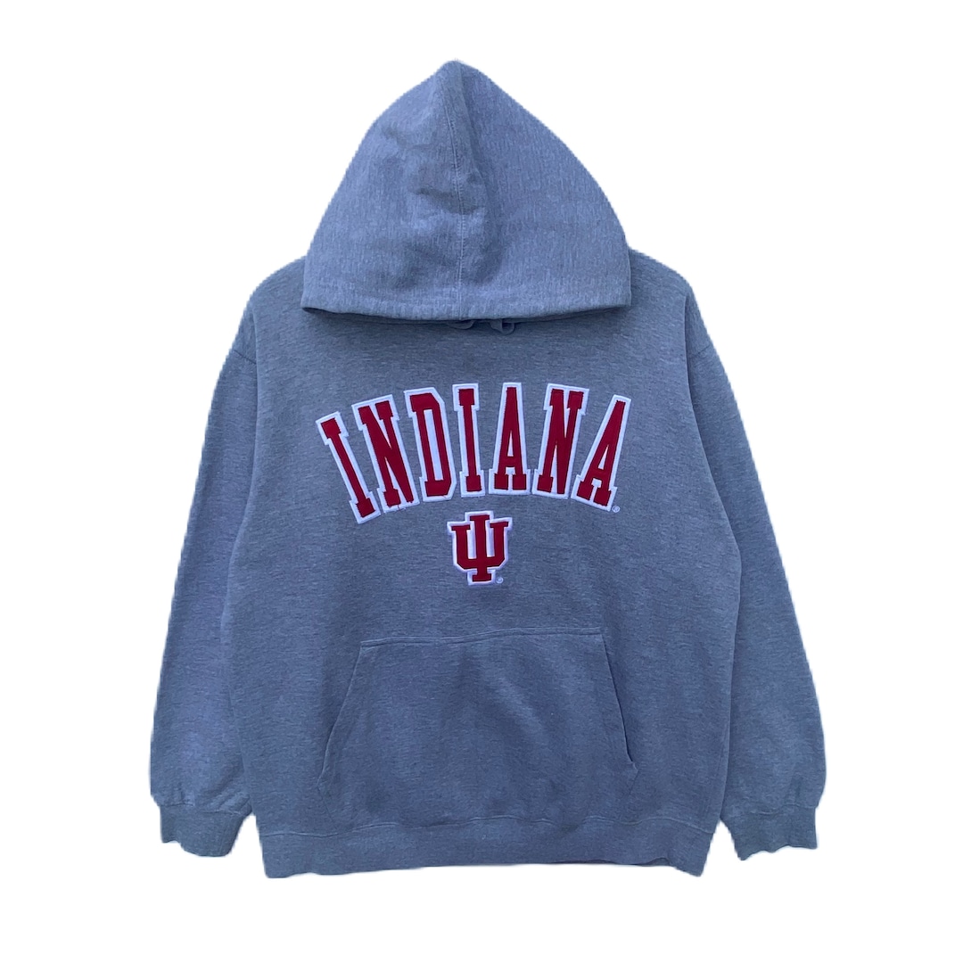 INDIANA UNIVERSITY Hoodie Sweater Long Sleeve Pullover Grey Colour ...