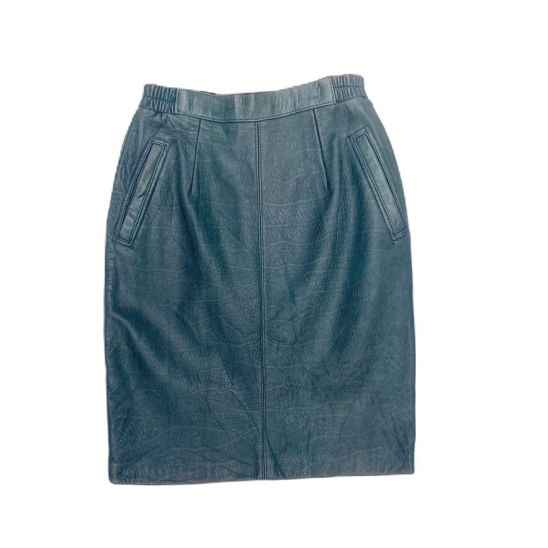 Vintage Sheep Leather Skirt Large Size Dark Green Colour 100 Sheep Leather Loran - Etsy