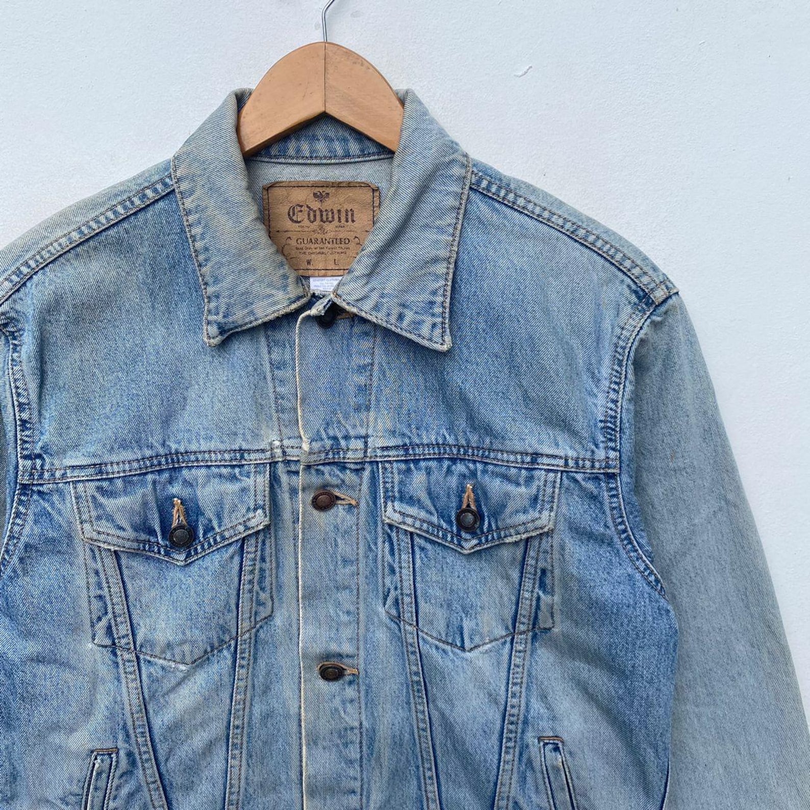 Vintage EDWIN Denim Jacket Large Size Denim Blue Colour Button up Men’s ...