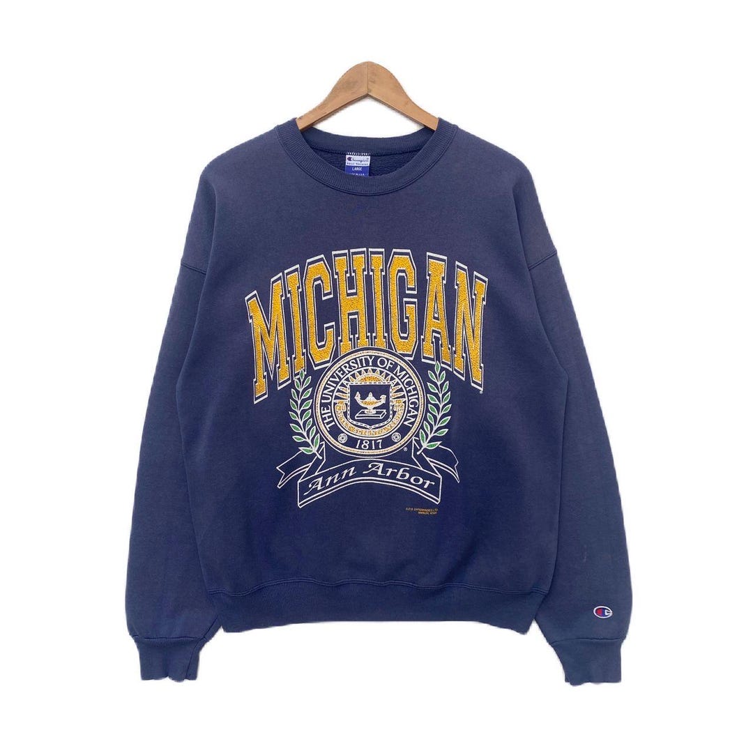 Vintage UNIVERSITY OF MICHIGAN Sweatshirt Sweater Pullover Large Jumper ...