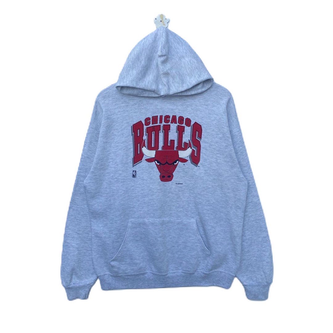Vintage CHICAGO BULLS Hoodie Sweater Large Size Pullover Vtg 90s Grey ...
