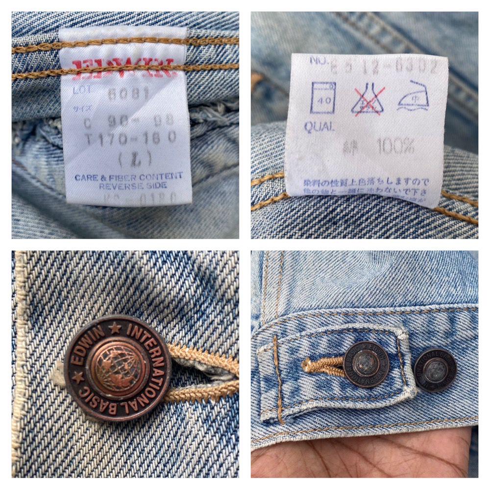 Vintage EDWIN Denim Jacket Large Size Denim Blue Colour Button up Men’s ...