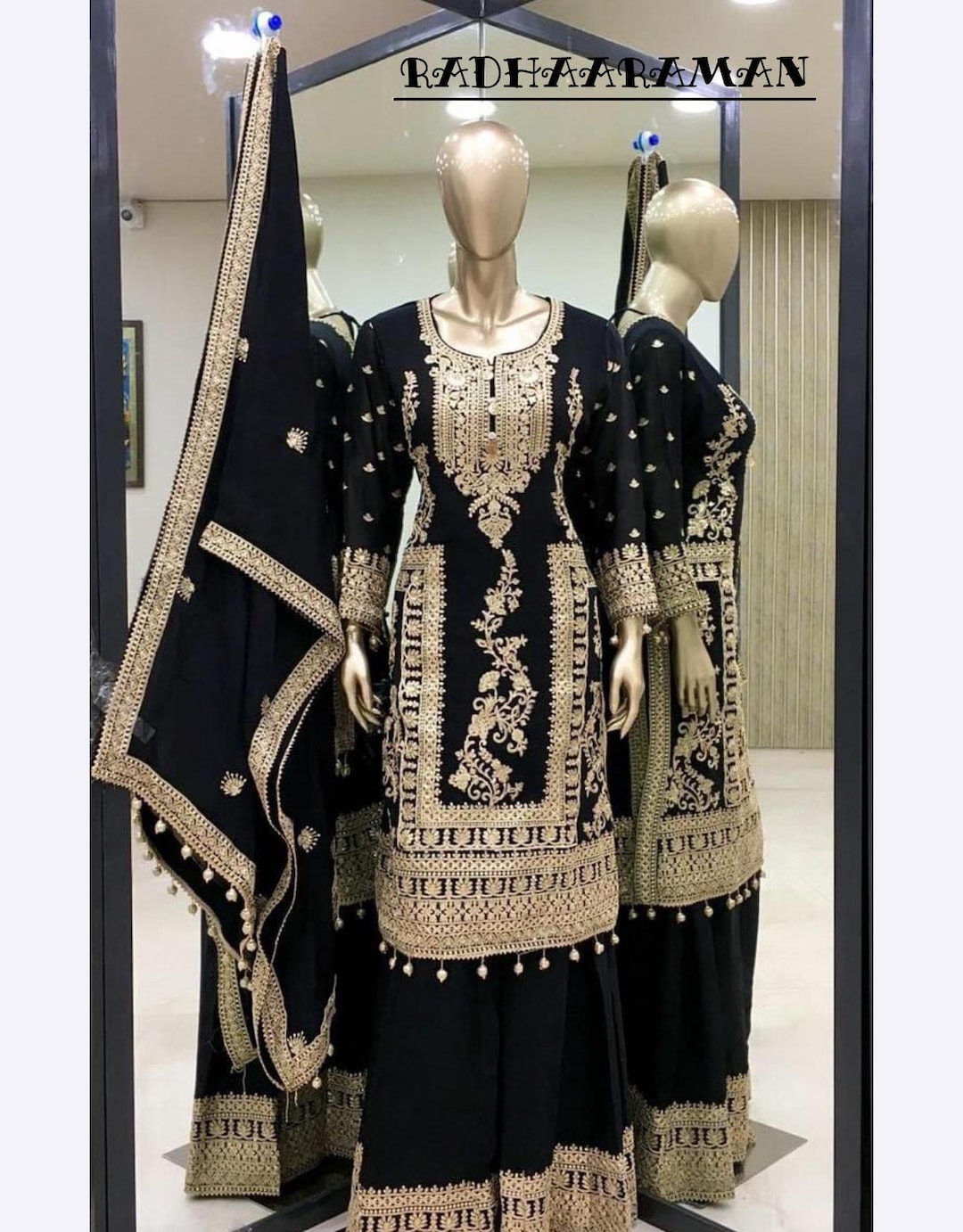 Designer Heavy PAKISTANI Suit Set With Sharara and Dupatta . Super ...