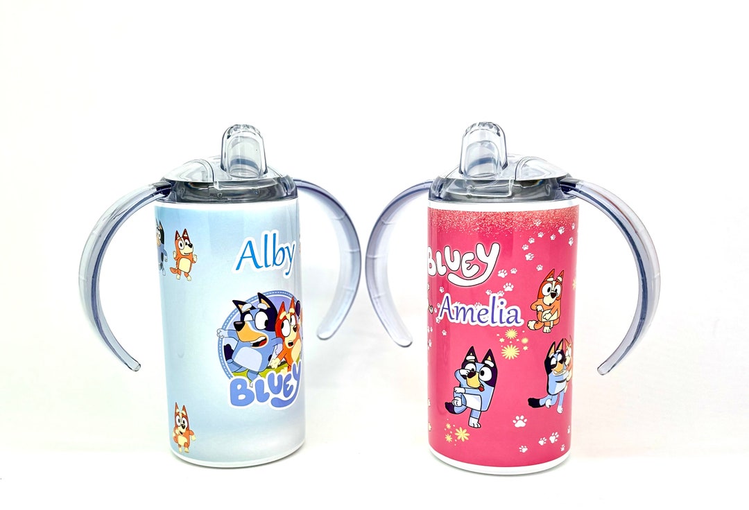 Personalised Bluey Inspired 12oz Sippy Cup With 2 Lids Permanent Full ...