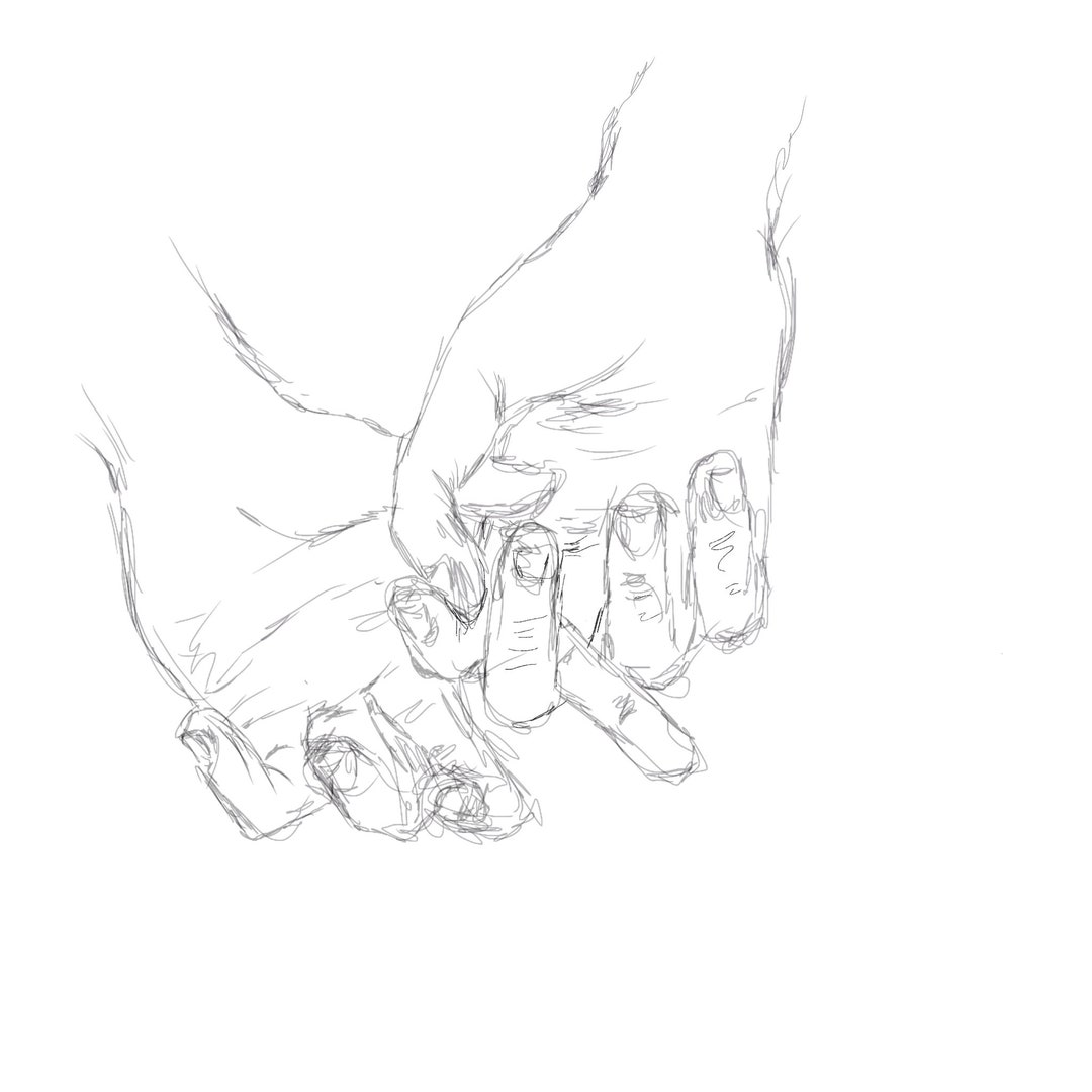 2D Hands Lineart Black and White Digital Print, Printable Decoration - Etsy