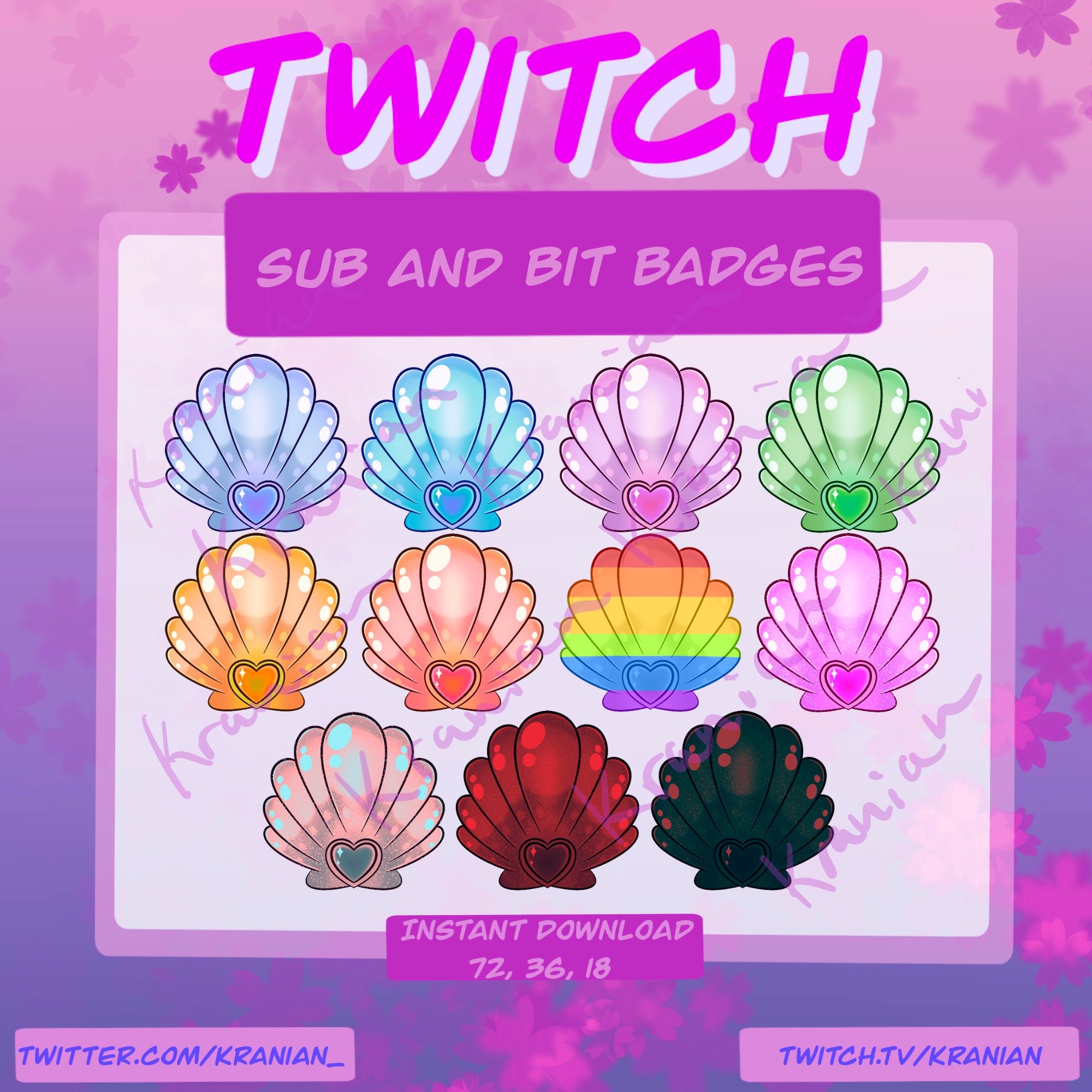 11x Sea Shell Twitch Sub/bit Badges | Ocean | Cute | Stream | Discord ...